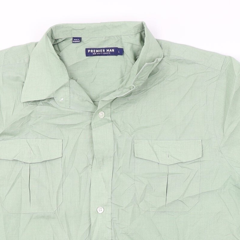 Premier man Mens Green Cotton blend Size L Collared | eBay UK