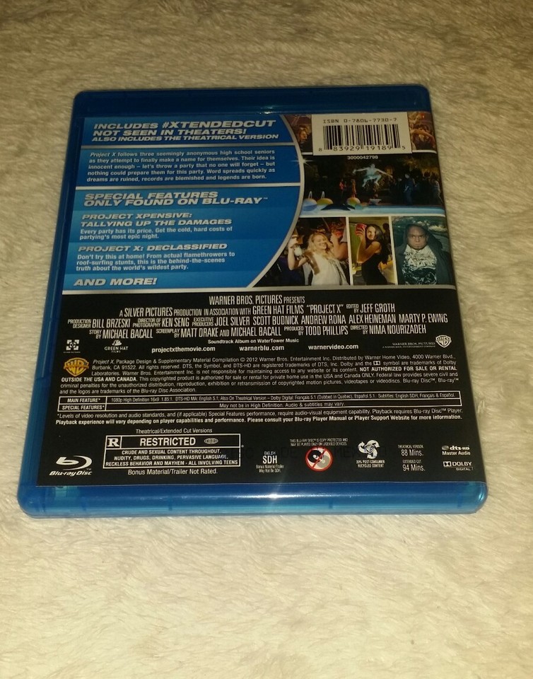 Project X (Blu-ray Disc, extended cut 2012 883929191895| eBay