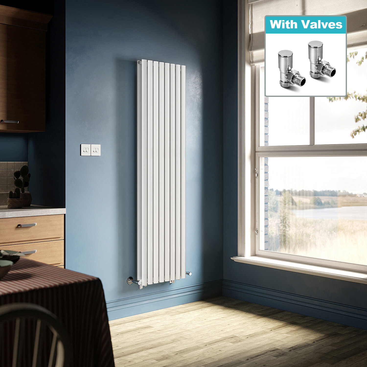 Vertical Column Radiator Mirror Double Single White Central Heating ...