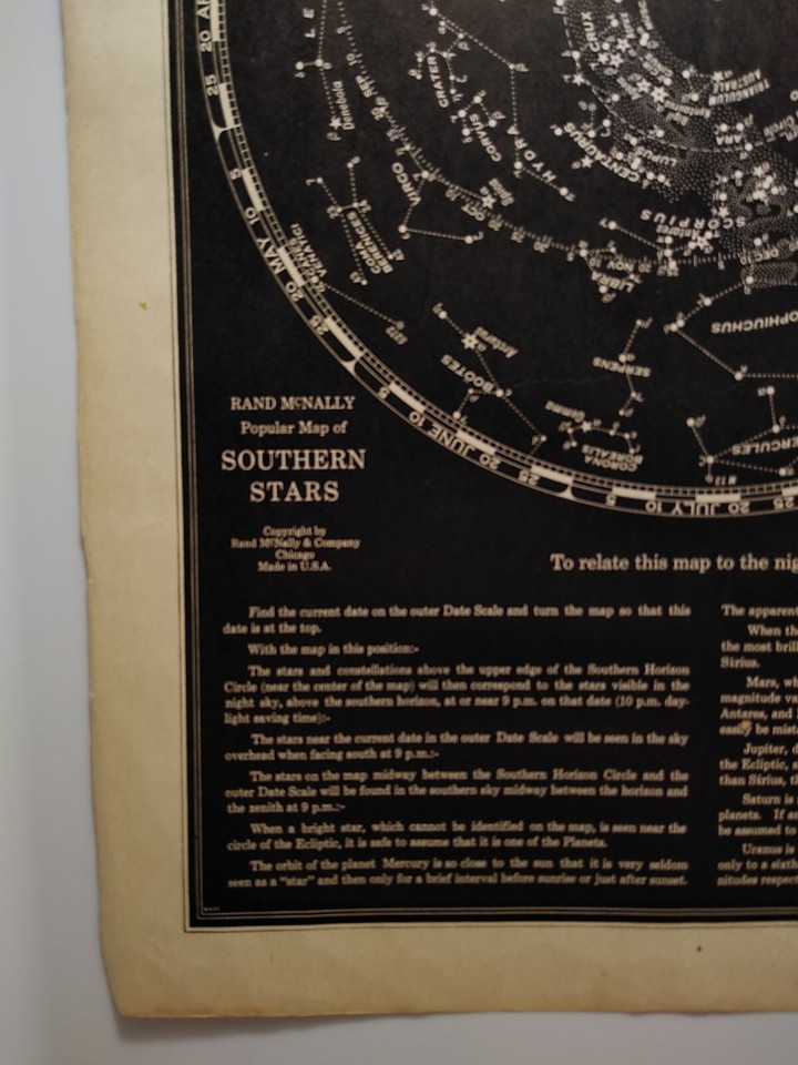 1937 Antique SOUTHERN STARS Authentic Old Atlas Map - Rand McNally ...