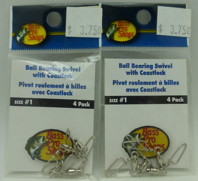 Bass Pro Shops Ball Bearing Swivel with Coastlock Size #1 Two packs of ...