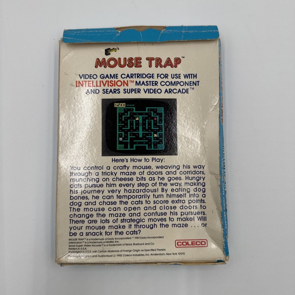 Exidy's Mouse Trap Colecovision 1982 Intellivision Sears Video Game ...