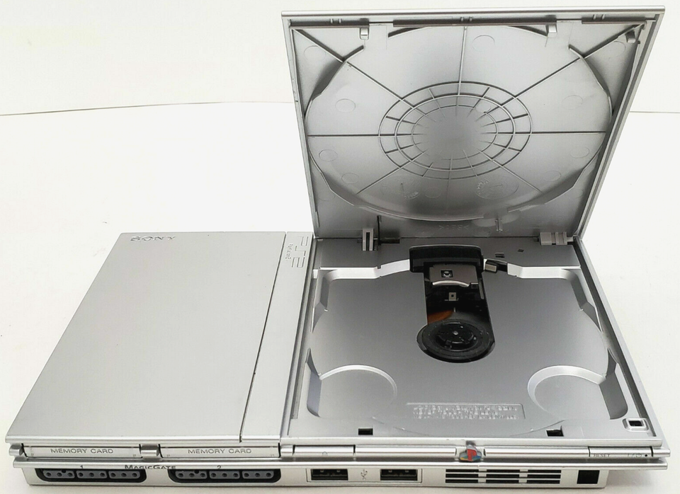 2 CONTROLLERS Sony PS2 PlayStation 2 Slim SILVER Game Console Bundle ...