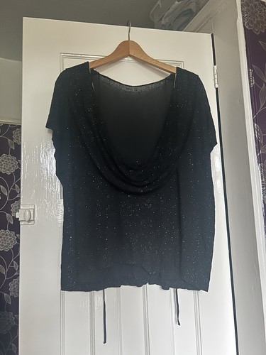 Lesley Sandra Black Cowl Neck Sparkly Blouse Size 14 - L | eBay UK