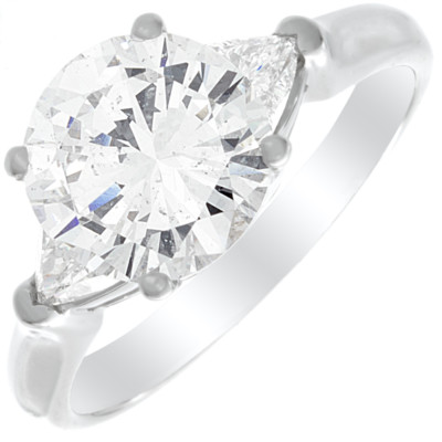 GIA Certified Diamond Engagement Ring 2.00 CTW Round & Triangle Shape ...