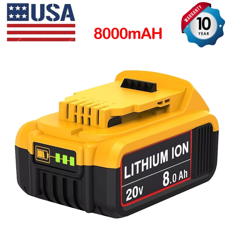 20V 20 Volt Max XR 8.0AH For DeWalt DCB200-2 DCB205-2 Lithium-Ion ...