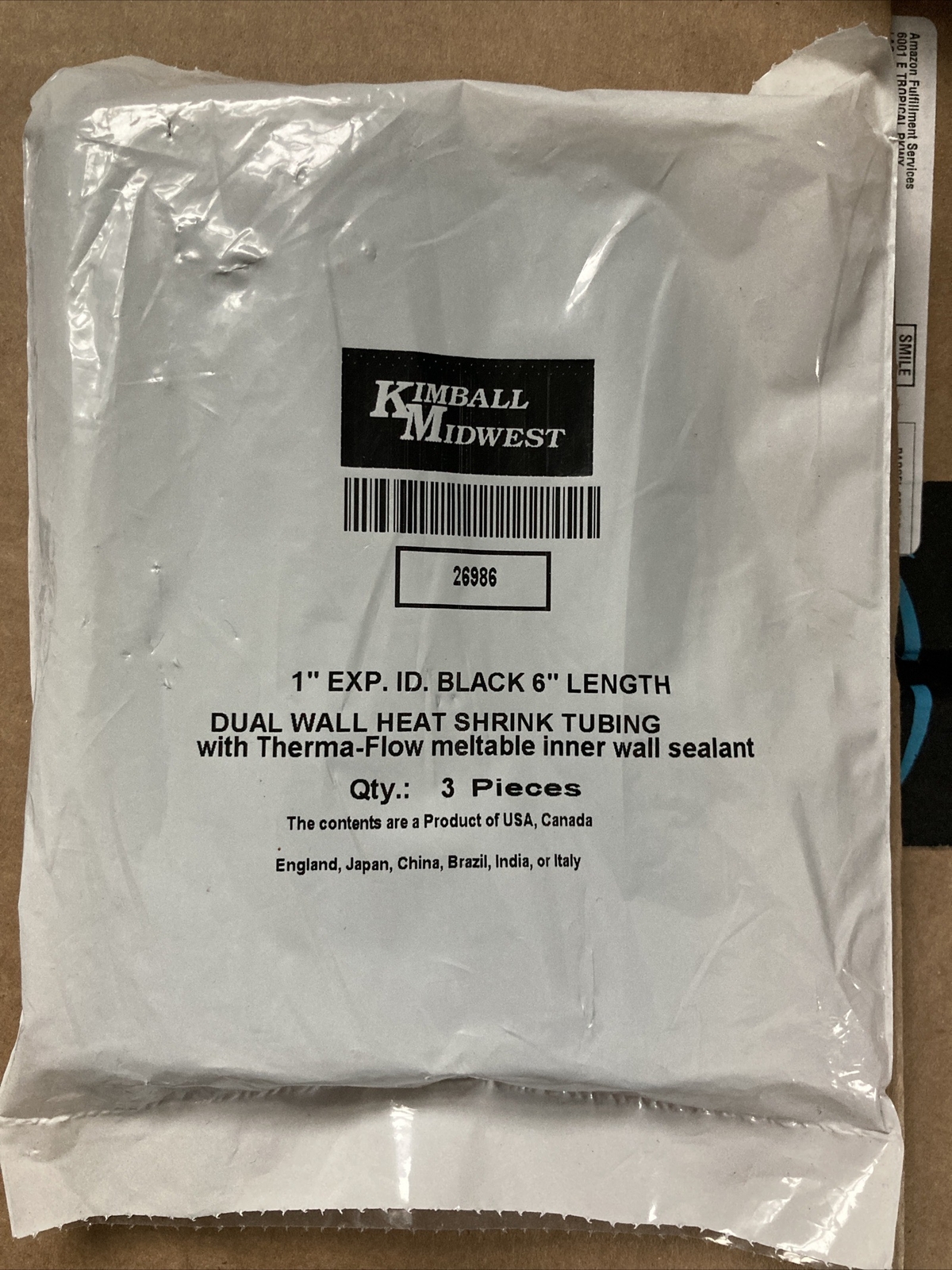 3 Pack- Kimball Midwest Dual Wall Heat Shrink Tubing 1" x 6" 26986 | eBay