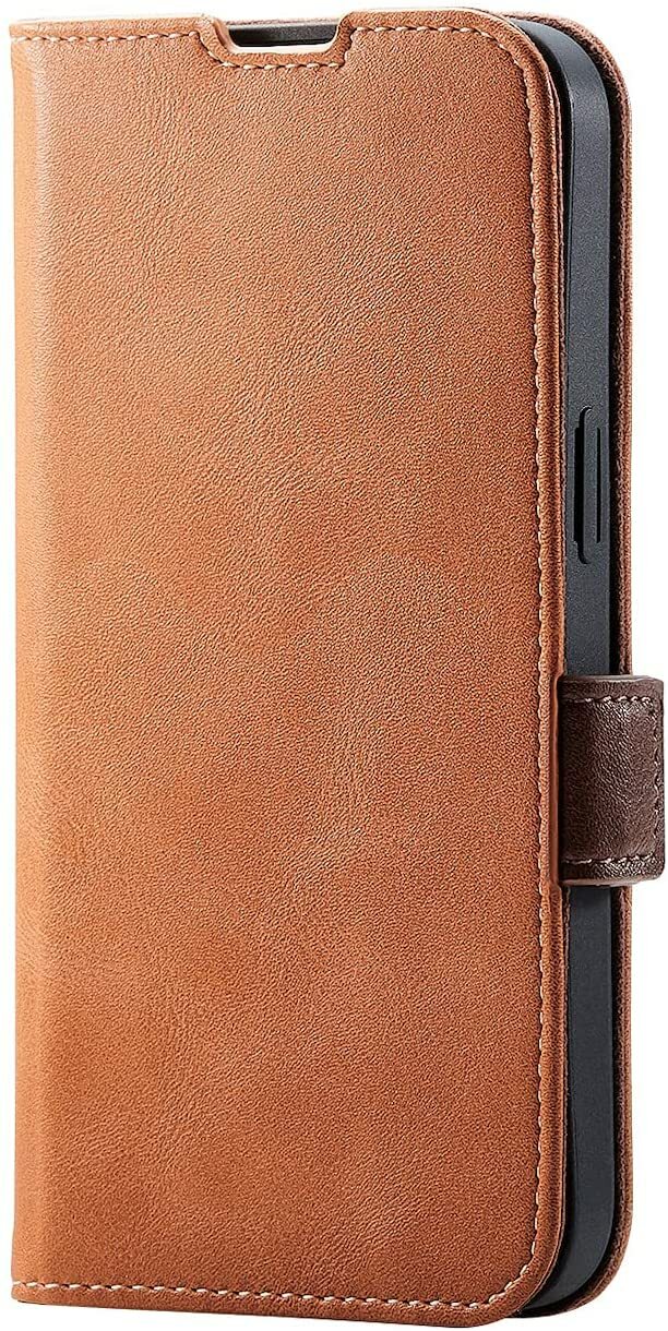 ELECOM iPhone 13 Pro Case Cover 6.1 Leather Flip Magnet Brown PM ...
