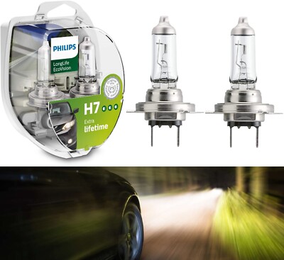 Philips LongLife EcoVision H7 55W Two Bulbs Light Turn Cornering Lamp ...