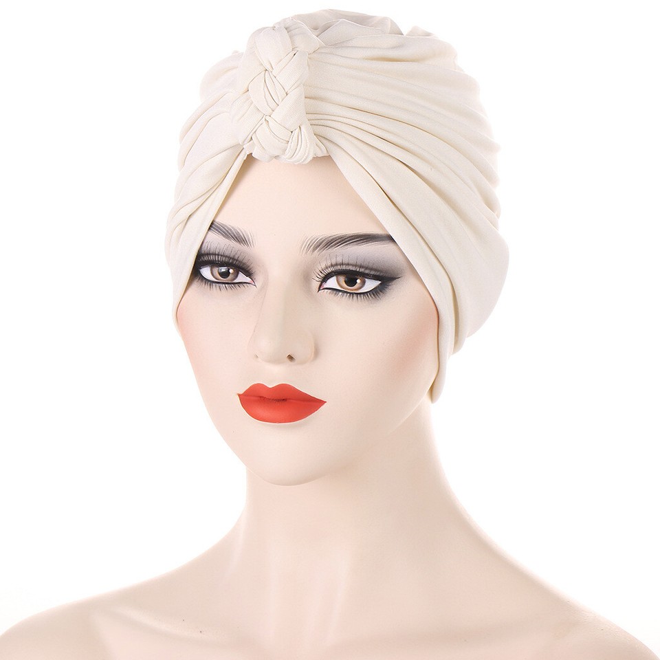 Muslim Women Braids Head Wrap Turban Cover Cancer Chemo Cap Beanies ...