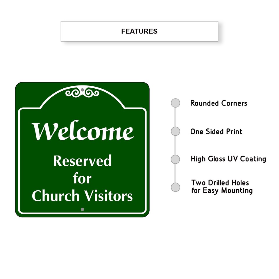Welcome Reserved For Church Visitors Unique Novelty Aluminum Metal Sign ...