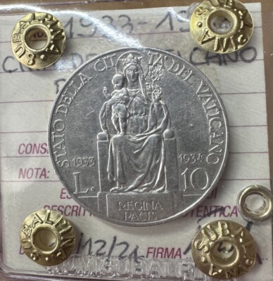 Coin Citta' Of Vatican Pio Xi 10 Livres 1933 - 1934 Sealed Spl ...
