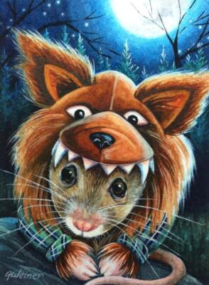 ACEO Limited Edition Print Halloween Costume Mice Werewolf Mouse Full ...