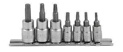 7PC 1/4" 3/8" DRIVE T10 - T40 INTERNAL MALE TORX BIT STAR SOCKET SET ...