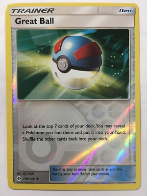 POKEMON GREAT BALL 119/149 SUN & MOON BASE SET UNCOMMON REVERSE HOLO ...