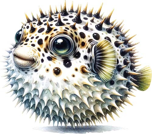 Colourful Puffer Fish Wall Art Bedroom Nursery Decor Laptop Vinyl ...