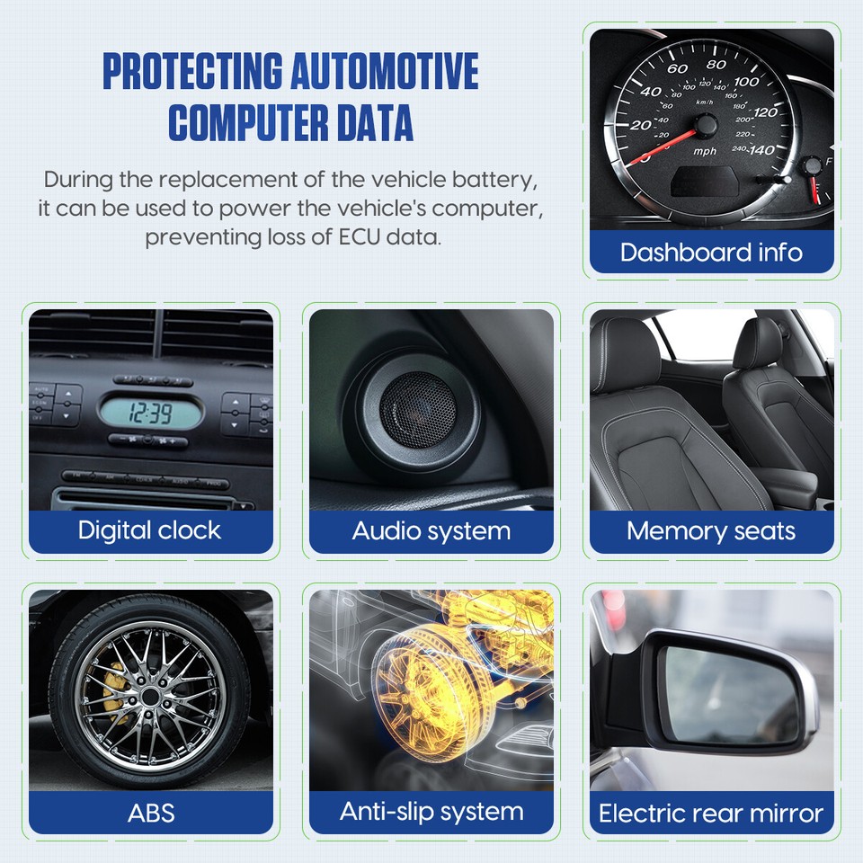 Car Memory Saver OBDII ECU Emergency Power Supply Cable with Backup ...