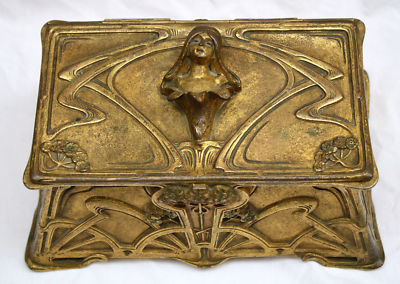 MAGNIFICENT 19 Th c ART NOUVEAU FRENCH BRONZE BOX SIGNED . MUST SEE ...