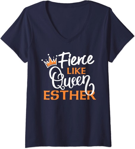 Purim Costume Queen Esther Hebrew Jewish Holiday Ladies' V-Neck Tshirt ...