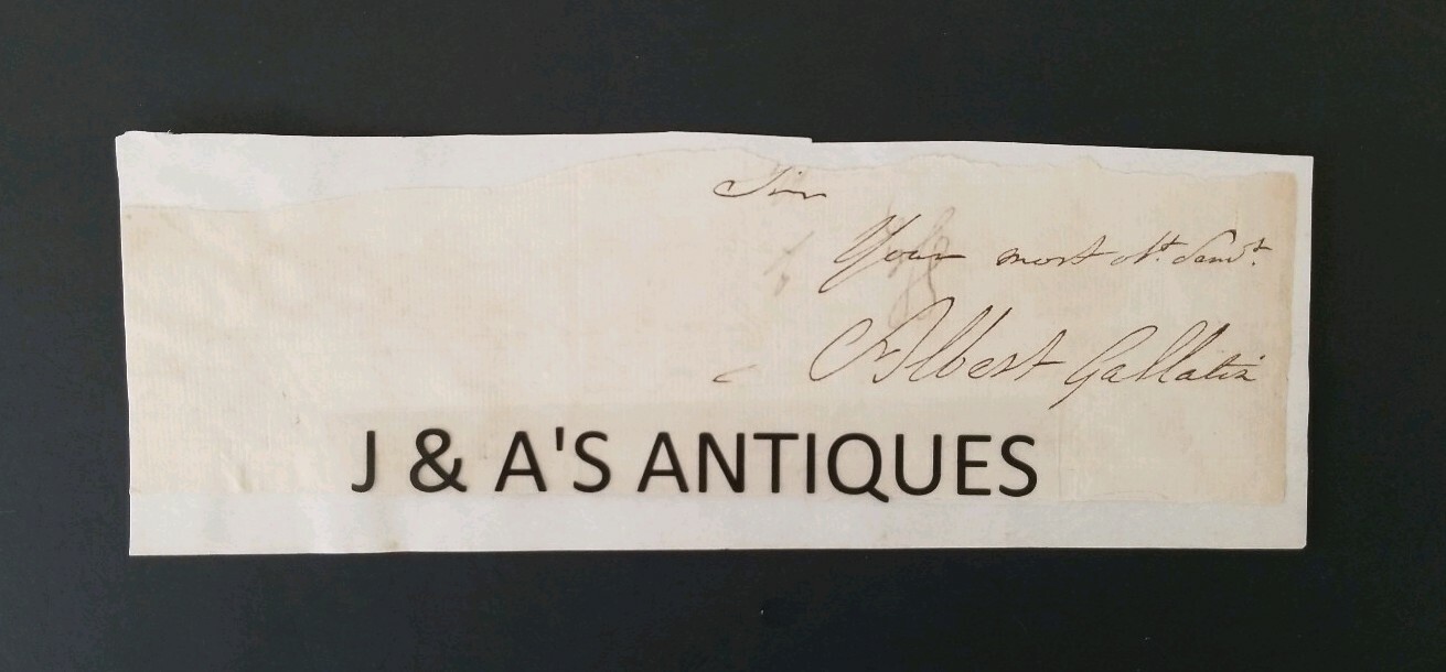 1800's US Secretary of Treasury ALBERT GALLATIN Authenticated Clipped ...
