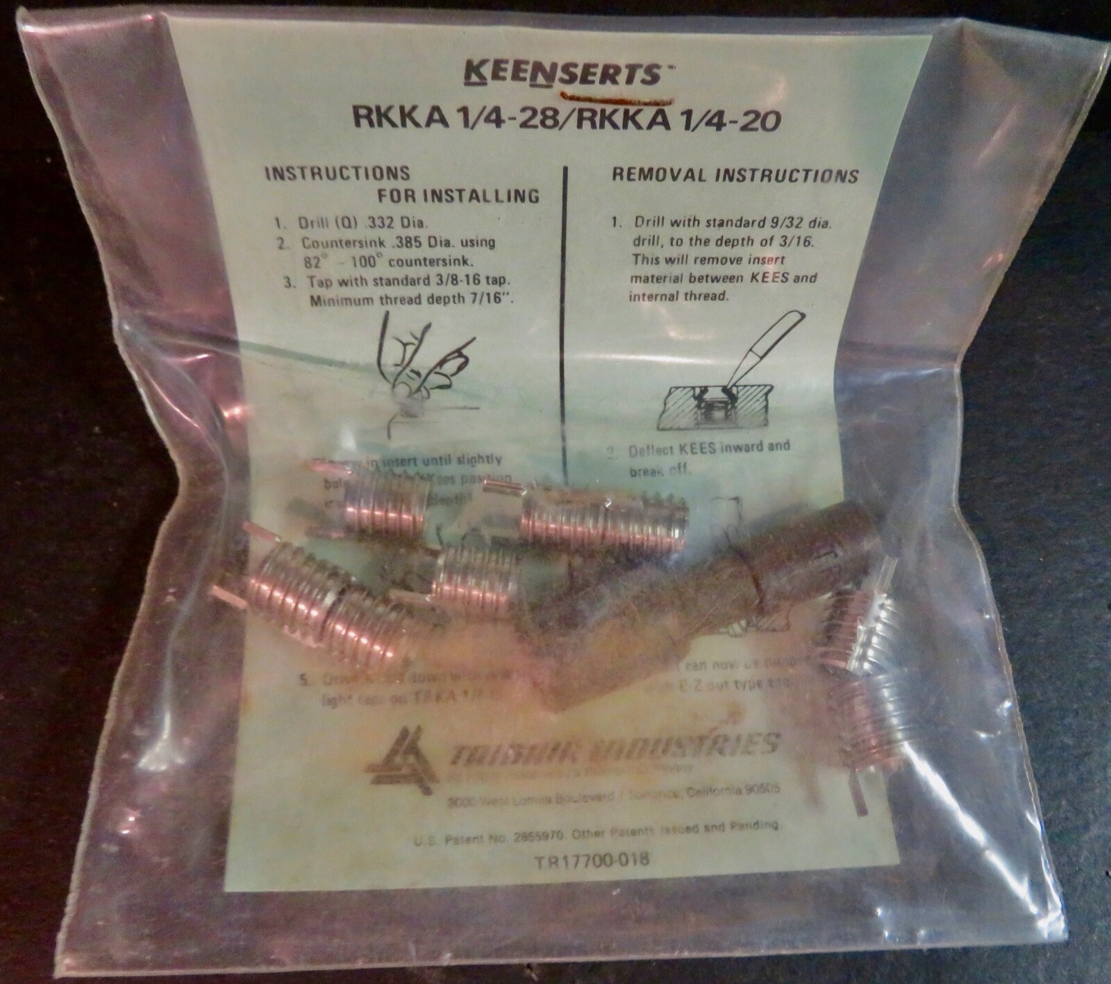 Keenserts 1/4-20 Thread Repair Kit Mercury Marine C-91-59976 Tridair | eBay