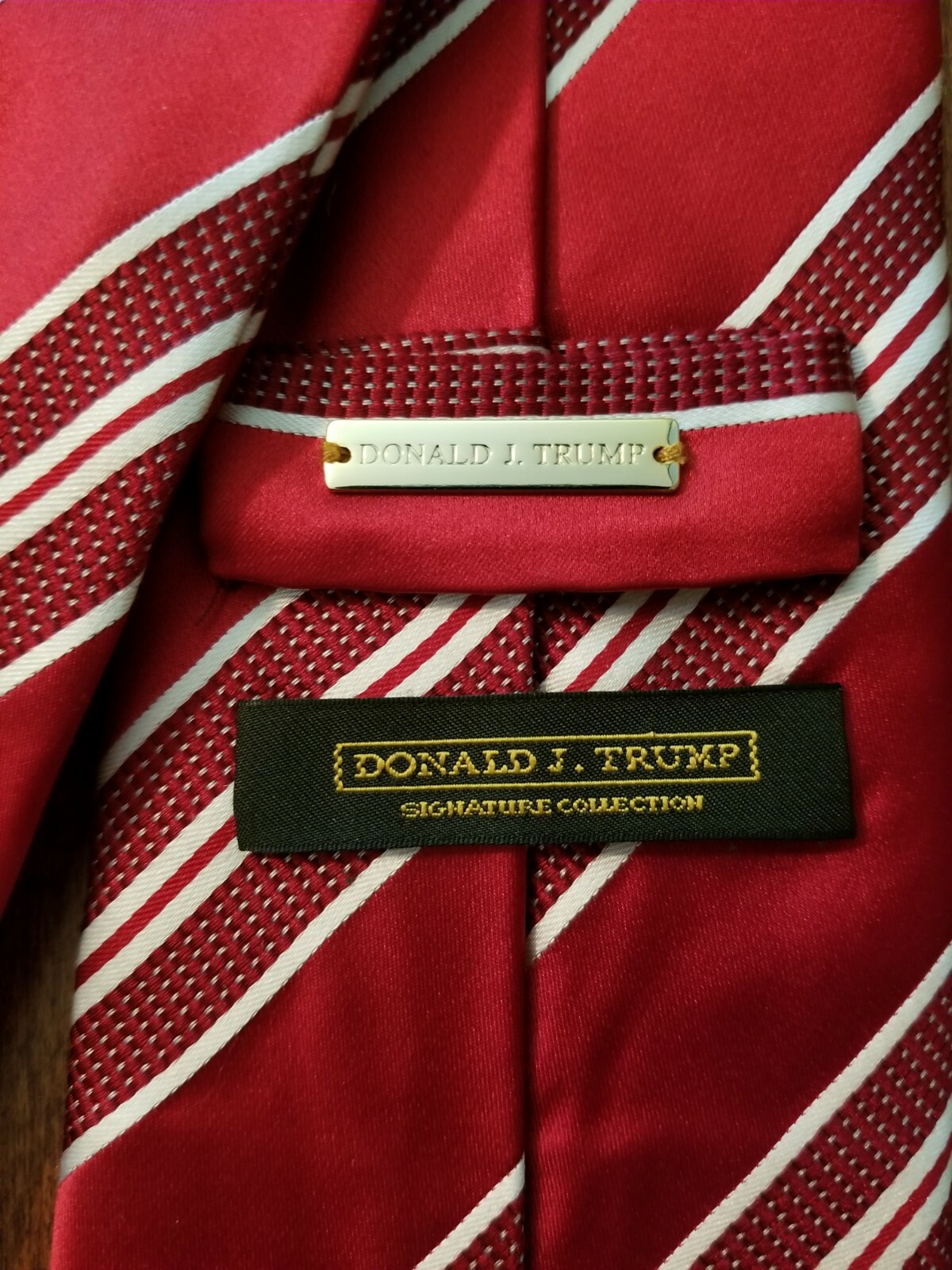 TRUMP Signature Collection Silk Necktie STRIPED Red/White EUC | eBay