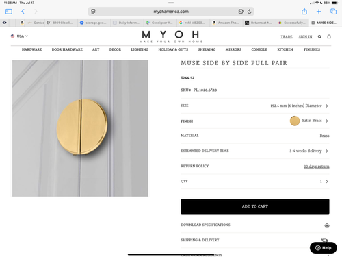 MYOH MUSE SIDE BY SIDE PULL PAIR Door Hardware | eBay