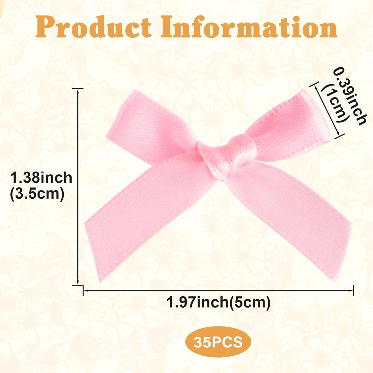 35Pcs Mini Pink Bows for Crafts, Tiny Cute Satin Ribbon Bow, Soft ...