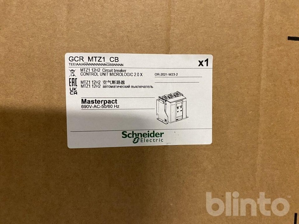 Schneider Masterpact MTZ1 12H2 circuit breaker with control unit GCR ...