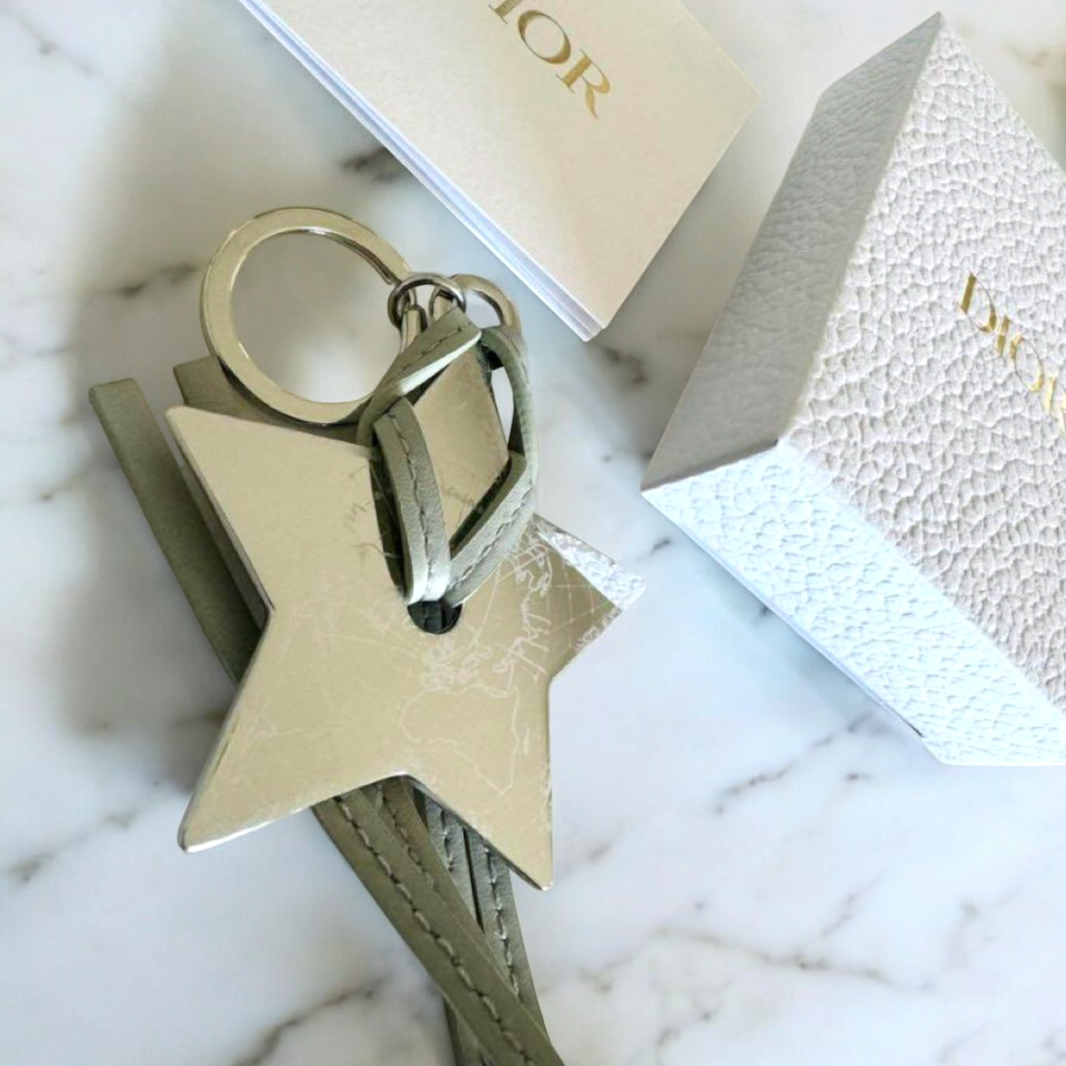 Christian Dior Star Key Chain Ring Charm Leather Silver 2024 Platinum ...