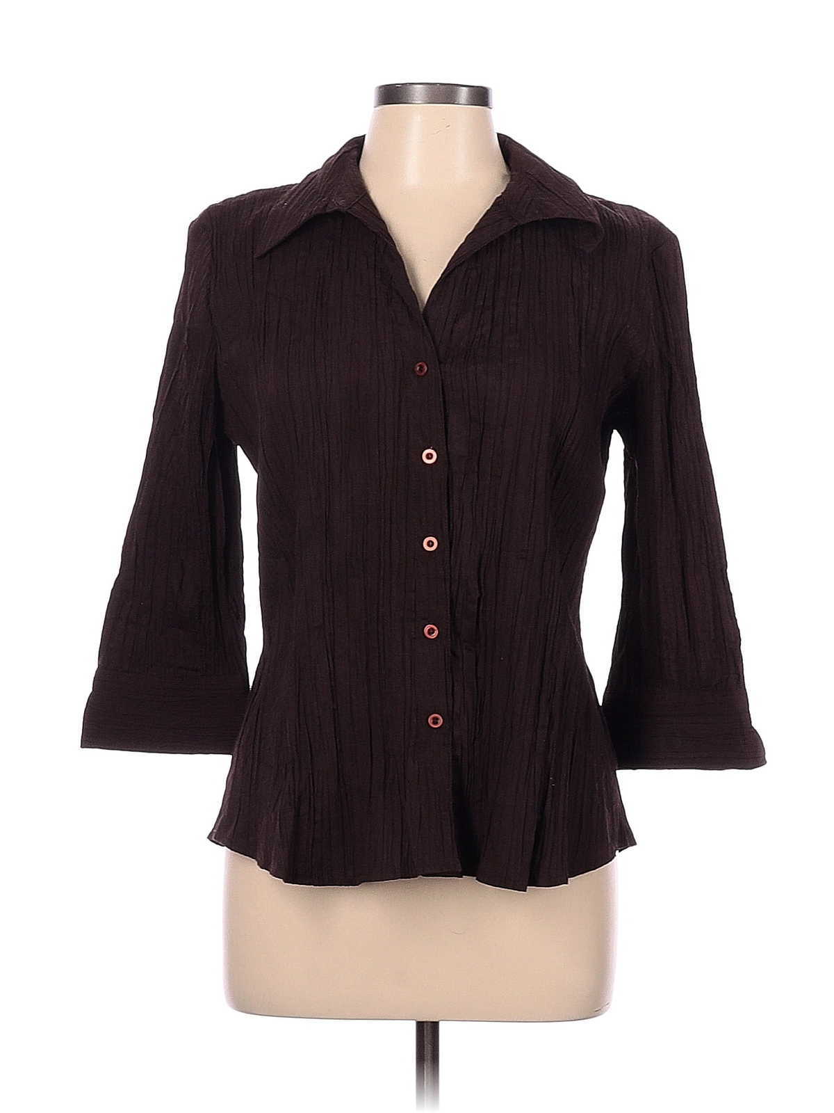 Fred David Women Brown 3/4 Sleeve Blouse L | eBay