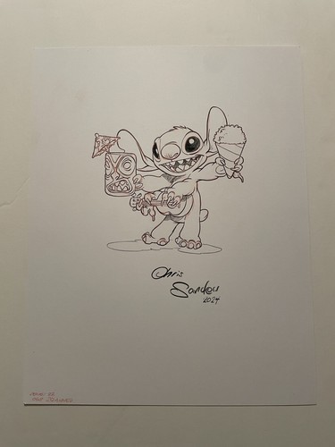 Chris Sanders Original Sketch Signed Lilo and Stitch 11x14 Authentic | eBay