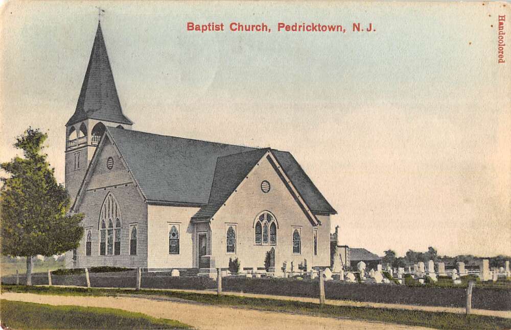 Pedricktown New Jersey view from strete of Baptist Church vintage pc ...