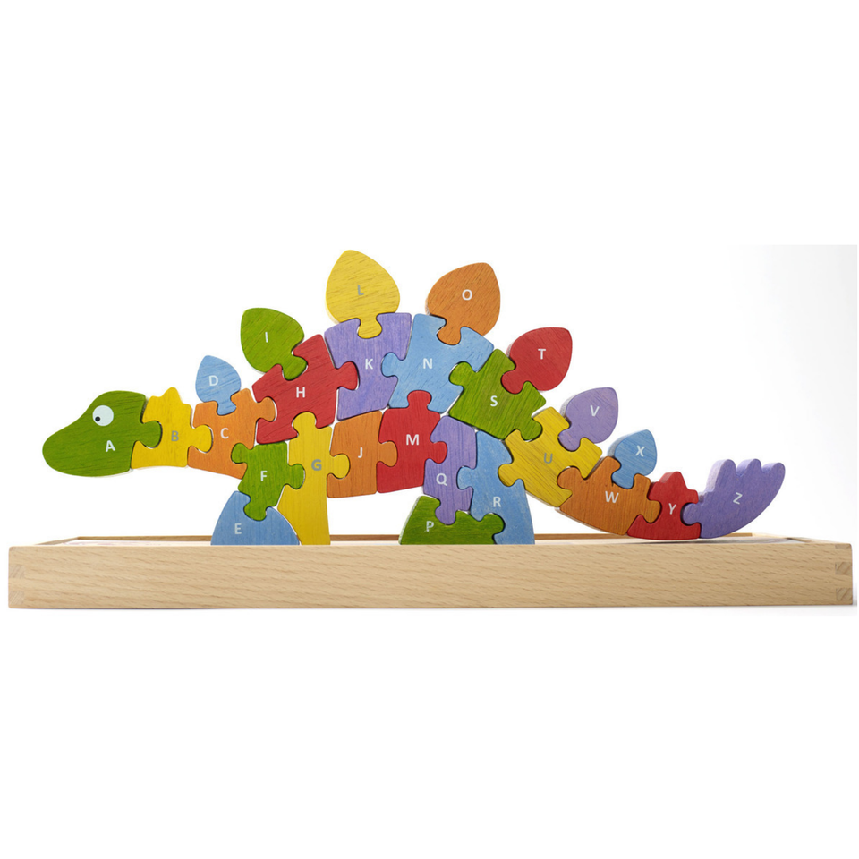Begin Again Colourful Wooden Dinosaur A-Z Double-Sided Puzzle 26 Pieces ...
