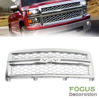 Chrome&Silver Front Grille Honeycomb Grill For 14 15 Chevrolet ...