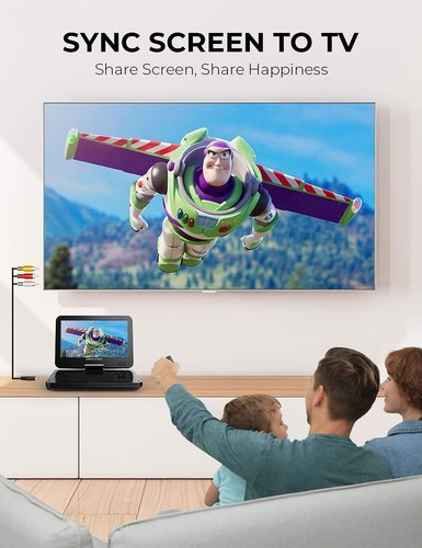 12" Portable DVD Player Rechargeable Swivel Screen Region Free Black ...