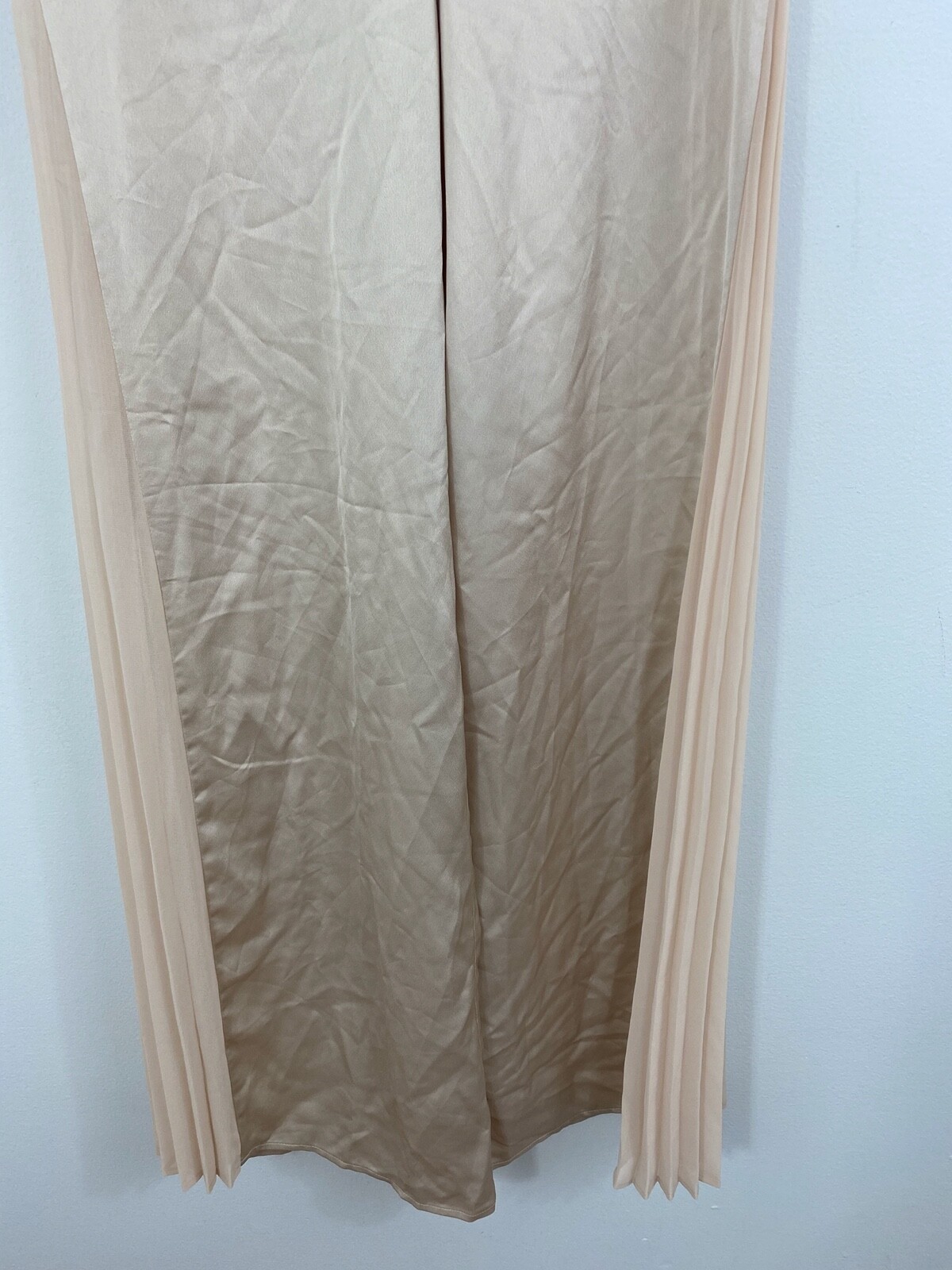 NEW Nasty Gal Pleated Satin Wide Leg Pants Size Small Champagne Color ...