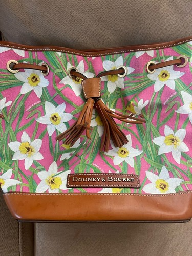 Authentic Dooney & Bourke Pink Daffodil Botanical Collection Drawstring ...