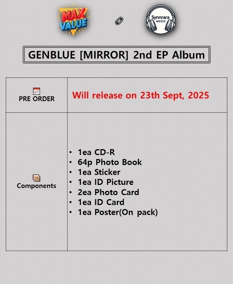 GENBLUE [MIRROR] 2nd EP Album / CD-R+Foto Buch+Sticker+ID Picture+2 Karte+Poster | eBay UK