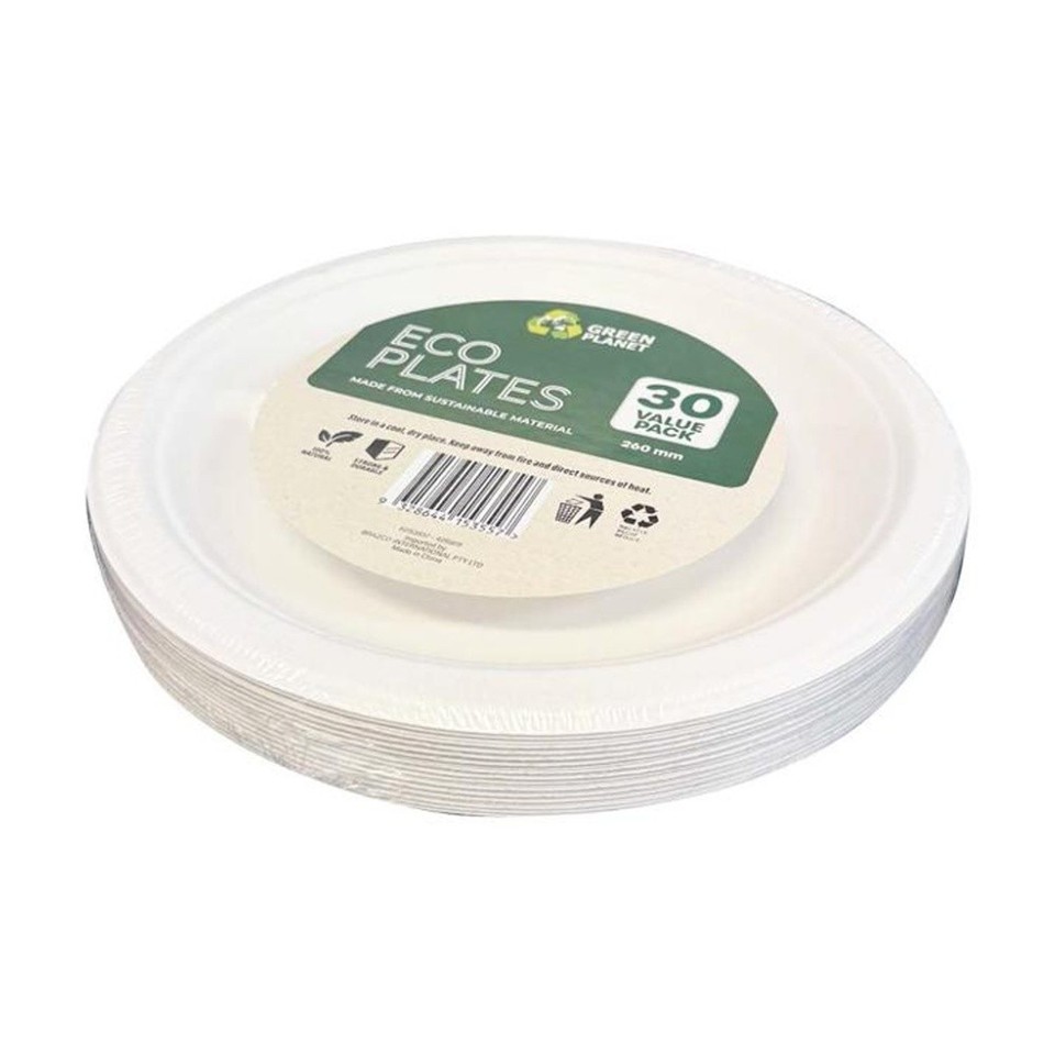 6x 30pc Braz Earth Friendly Disposable Plates Tableware Serveware 26cm ...