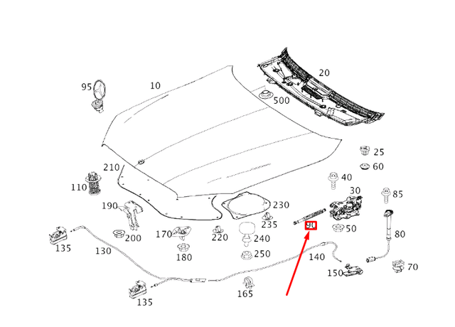 MERCEDES BENZ S Class W222 Bonnet Gas Srrut Left A2229800164 for sale ...