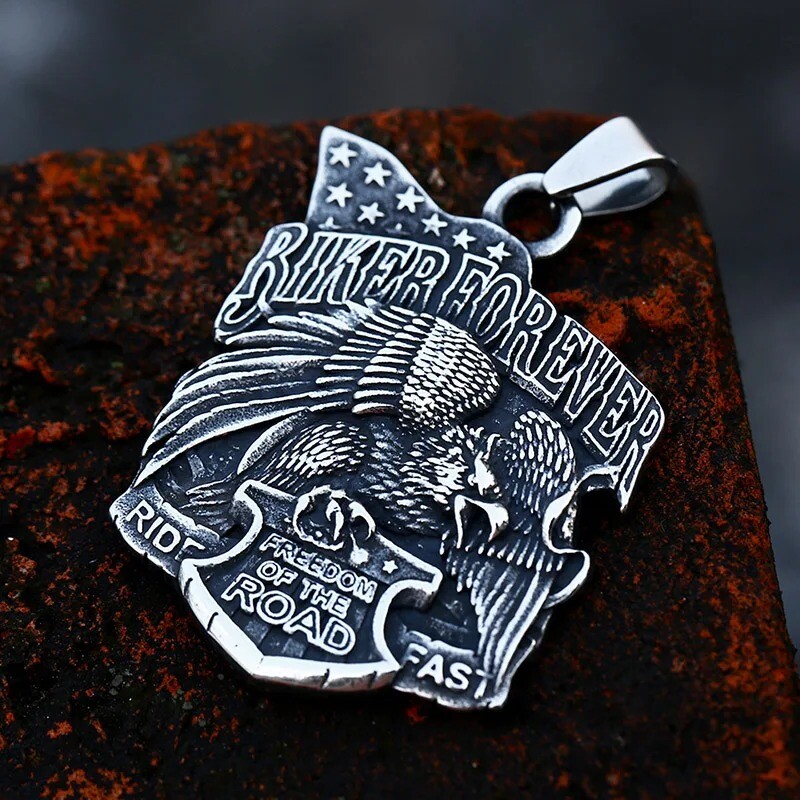 Motorcycle Necklace Eagle Pendant Biker Chains 316L Stainless Steel ...