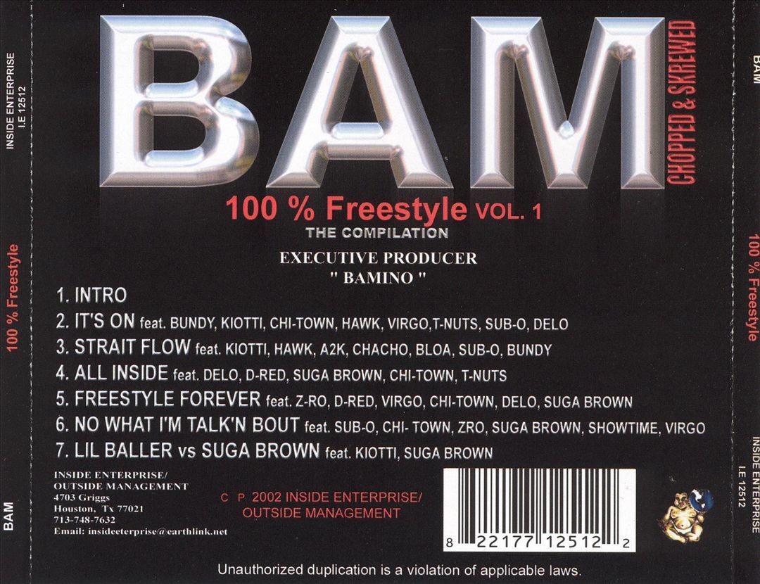 BAM 100% FREESTYLE, VOL 1 NEW CD 822177125122| eBay