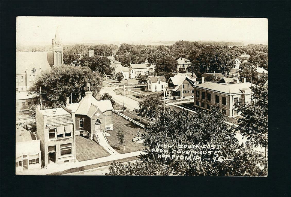 Hampton Iowa IA c1910 RPPC Birdseye from Courthouse Tower, Church, USPS ...