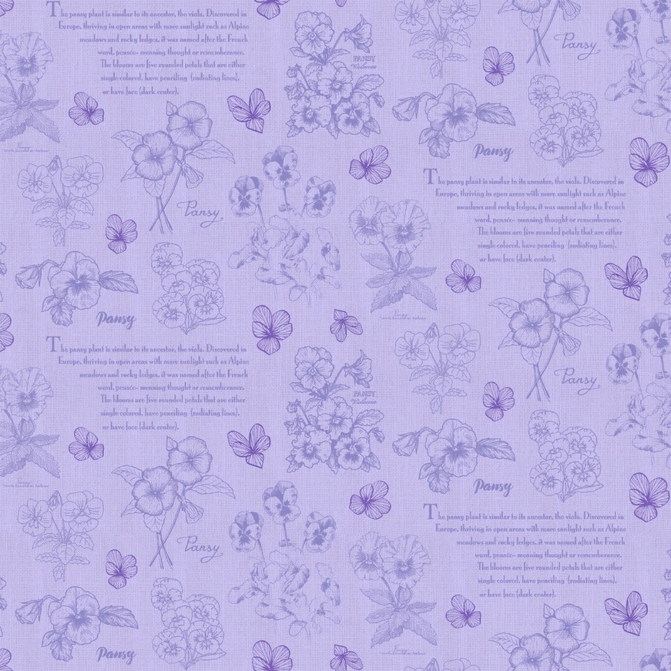 Pretty Pansies Cotton Fabrics by Sykel-100% Cotton Panels and Fabrics ...