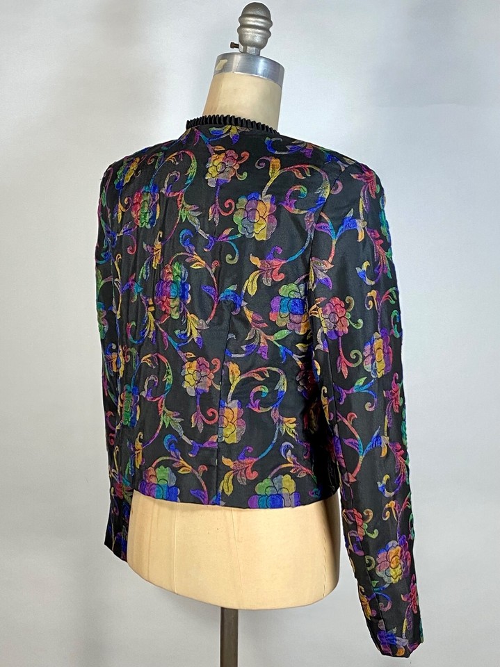 Vintage 1980's-1990's rainbow-check-floral print waspy preppy jacket ...