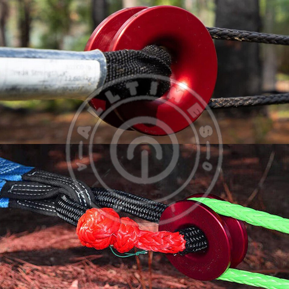 Winch Rope Strap Recovery Ring Snatch Block Pulley 55000lbs For Soft ...