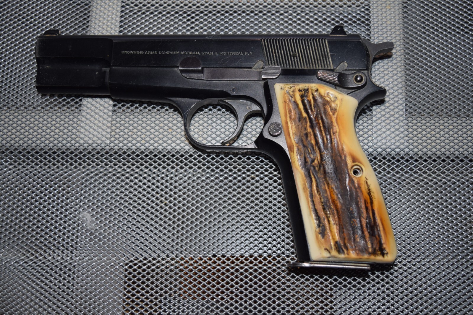 Browning Hi Power Frames 9mm Poymer Stag Look & Aged Look Grips! Very ...