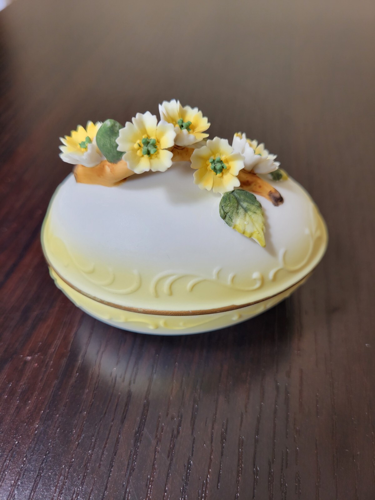 Lefton China Easter Egg Candy Dish 00160 Hand Painted Yellow Flowers ...
