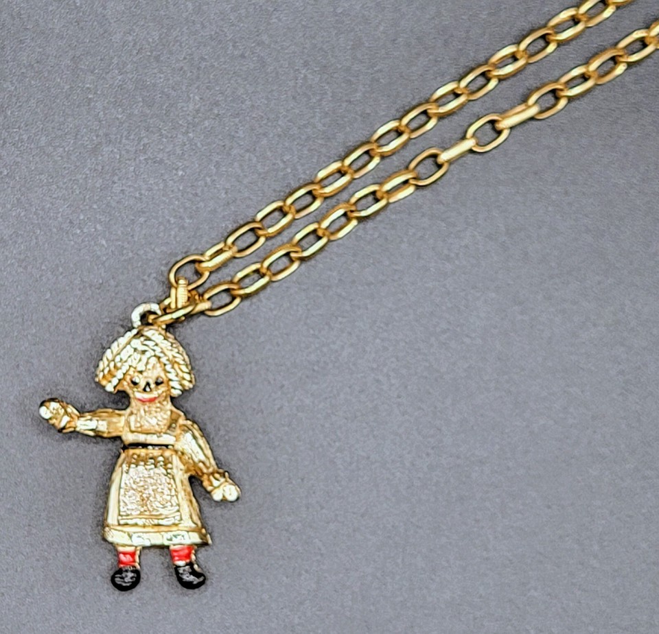 Vintage EMMONS Pendant Necklace RAGGEDY ANN 14" Coquette COTTAGECORE ...